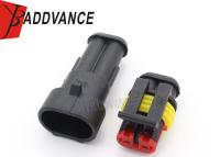 China 2 Way Male Female AMP Superseal 1.5 Connector 282104-1 282080-1 Black 18-22AWG for sale