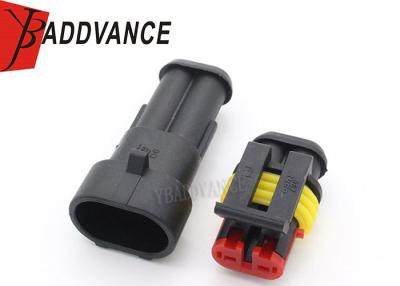 China 2 Way Male Female AMP Superseal 1.5 Connector 282104-1 282080-1 Black 18-22AWG for sale