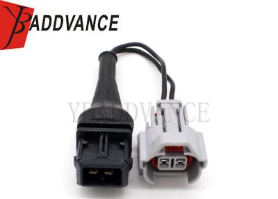 China 2 Pin Nippon Denso Female to EV1 Injector Adapter Harness Plugs with Rubber Boot 11cm Wire for sale