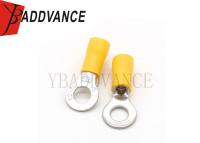 China Yellow Female Round Pre Insulated O Type Cold Pressed Terminal 12-10AWG RV5.5-6 6.4mm for sale
