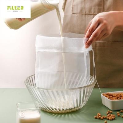 China Durable Liquid Filter Bag with drawstring closure suitable for filtering milk juice soymilk and other liquid applications for sale
