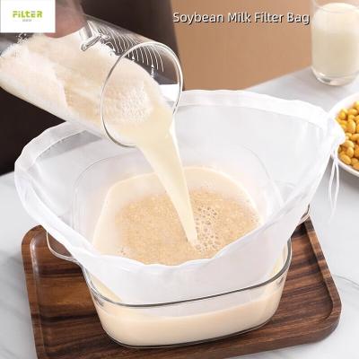 China Liquid Filter Bag Food Grade Nylon Mesh Strainer with Drawstring Closure Reusable Fine Mesh for Juice Vegetable and Fruit Filtration for sale
