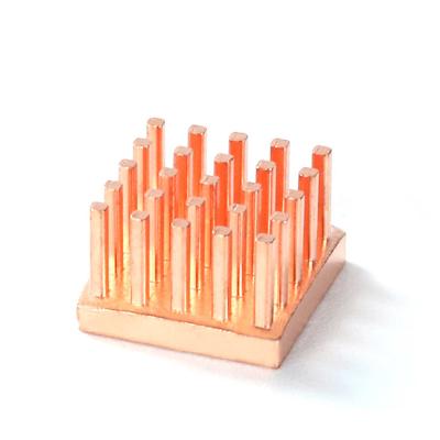 China Pure Copper Heat Sink 12x13x7mm PC CPU Square Cold Forging Cooling Fin for sale