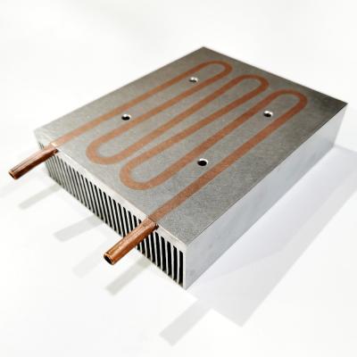 China Anodized Water Cool Heat Sink with Copper Tube 120x36x150mm AL6063 T5 for sale