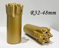 China R32 48mm Ballistic Button Bit Standard Body Threaded Rock Drill Bit for Mining Tunneling Quarrying Construction for sale