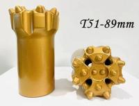 China T51 89mm Flat Face Standard Body Ballistic Button Bit Threaded Rock Drill for sale