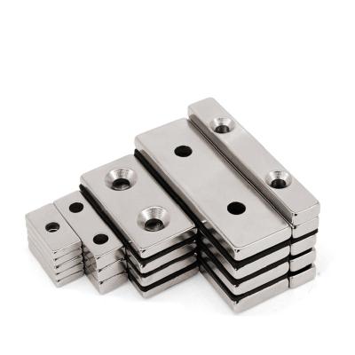 China Customized Size Rectangle Countersunk Magnet for Motor N42 N52 Strong Pulling Force for sale