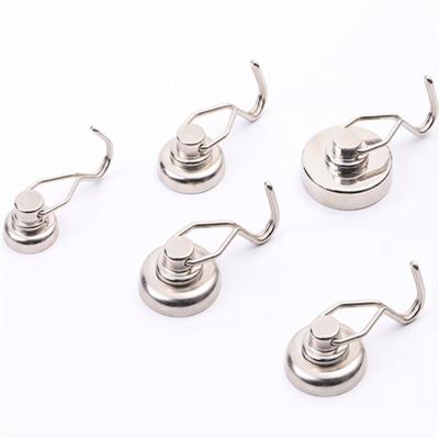 China LFYGY Round Base Neodymium Magnet Open Hook with 360 Degree Rotation Magnetic Hook for sale
