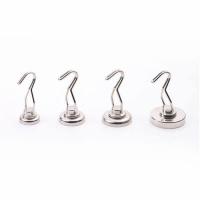 China LFYGY Round Base Neodymium Magnet Open Hook with 360 Degree Rotation Magnetic Hook for sale