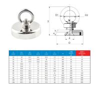 China Treasure Hunting D75 D90 Super Strong Metal Detector Magnet with Eyebolt Tolerance ±5% for sale