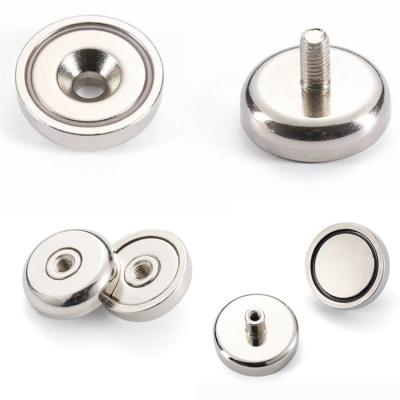 China Pot / Cup Shape Neodymium Round Base Pot Magnet M5 for D90*h18-M10 D3.54 inch*h0.71 inch for sale