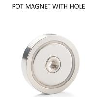 China Pot / Cup Shape Neodymium Round Base Pot Magnet M5 for D90*h18-M10 D3.54 inch*h0.71 inch for sale