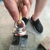 China Strong Pulling Force Fishing Magnet D80 Pot Shape Magnetic Materials With Rope and Eyebolt for sale