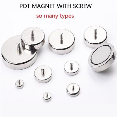 China Neodymium Round Magnets with Outside Screw Cup Pot Shape Tolerance ±5% Magnetic Material for sale