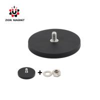 China NdFeB Rubber Coated Pot Magnet With Male Thread Size D90*h18-M10 D3.54 inch*h0.71 inch for sale