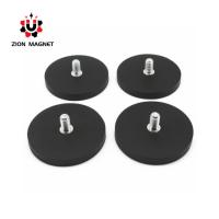 China NdFeB Rubber Coated Pot Magnet With Male Thread Size D90*h18-M10 D3.54 inch*h0.71 inch for sale