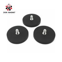 China NdFeB Rubber Coated Pot Magnet With Male Thread Size D90*h18-M10 D3.54 inch*h0.71 inch for sale