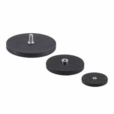 China Black Rubber Coated Neodymium Magnet for Industrial D90*h18-M10 D3.54 inch*h0.71 inch for sale