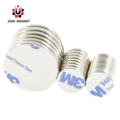 China Super Strong Magnetic Force 3M Adhesive Disc Magnets for Customized Industrial Needs for sale