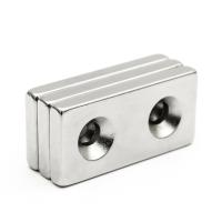China Customized N35 N42 N52 Neodymium Magnet with Square Double Hole and Countersunk Head for sale