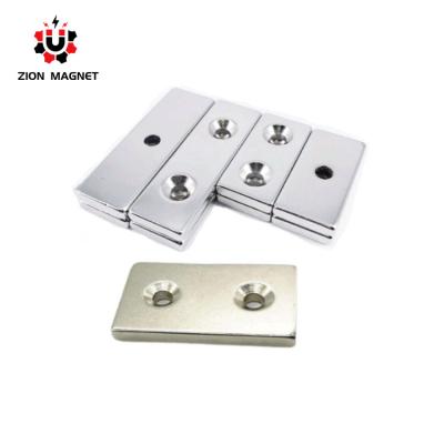 China Zinc Coated Strong Rare Earth Neodymium Countersunk Block Magnet with Hole for sale