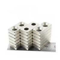 China Customized Industrial Magnet N52 Neodymium Magnet Block with Pre-Drilled Hole for sale
