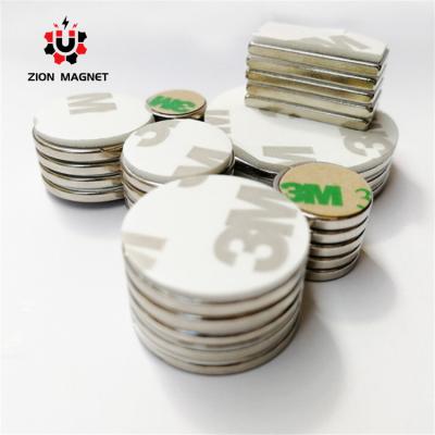 China Neodymium Round Magnet with Nickel Coating ISO9001 2008 Certified and 3M Self Adhesive for sale