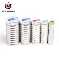 China Neodymium Round Magnet with Nickel Coating ISO9001 2008 Certified and 3M Self Adhesive for sale
