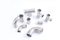 China Stainless Steel Press Fittings 15mm-100mm OD with 1.0mm-2.0mm Thickness for Plumbing Systems for sale