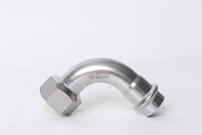 China SS304 90 Degree Elbow Male Press Pipe Fitting - 15mm to 100mm OD, 1.0-2.0mm Wall Thickness for sale
