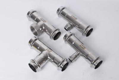 China Stainless Steel Press Fittings 15mm-100mm OD with 1.0mm-2.0mm Thickness for Plumbing and Heating Systems for sale