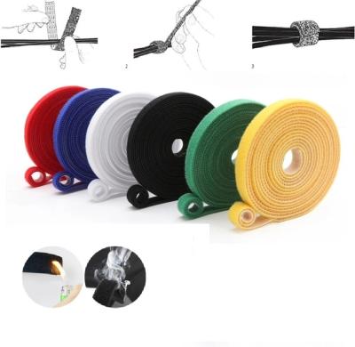 China Fire Retardant Back to Back Hook and Loop Nylon Cable Tie 2cm Width Reusable 2000 Times for sale