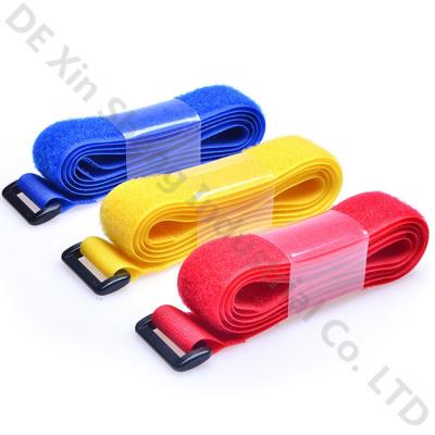 China Customizable Reusable Nylon Hook and Loop Strap with Plastic Buckle for Wire and Outdoor Use for sale