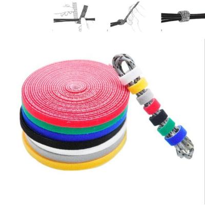 China Reusable Double Sided Hook and Loop Cable Tie 20cm Nylon Wire Organizer Strap 1cm Width for sale