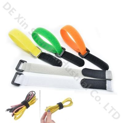 China Adjustable Elastic Hook and Loop Strap with Plastic Buckle 20-50mm Width Nylon Cable Tie for sale