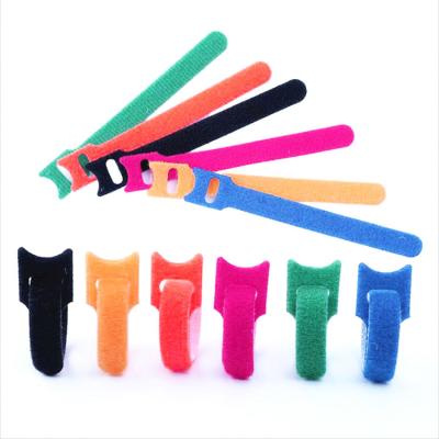 China T Shape Nylon Hook and Loop Cable Tie 1cm Width Reusable Self Lock Fastener for sale