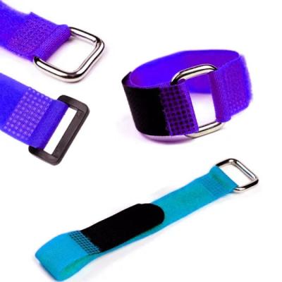 China Metal Buckle 200mm 25m/roll Hook And Loop Velcro Straps for sale