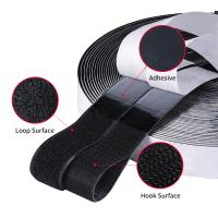 China 16mm Black Self Adhesive Hook and Loop Tape Strong Sticky Backed Velcro 50m Roll for sale