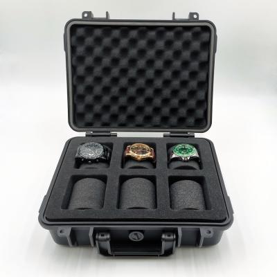 China Six Watches Water Resistant Watch Box Black Plastic for sale