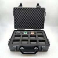 China Black Shockproof Zipper Watch Box 12 Slots Waterproof Design With Soft Velvet Lining for sale