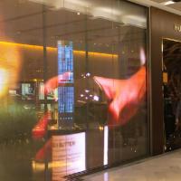 China P8 commercial transparent LED display1000*500mm LMS-Mesh custom appearance colors for sale