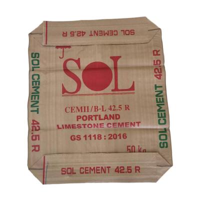 China Woven Polypropylene PP Cement Bags Block Bottom Valve 20kg 25kg 30kg 40kg 50kg with 70-100 GSM Lamination for sale