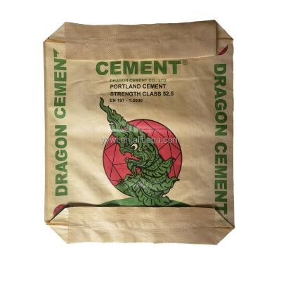 China 25KG 40KG 50KG PP Block Bottom Valve Cement Bags with 70-100GSM Laminated Fabric for sale