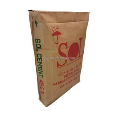 China Kraft Color PP Woven Valve Bags with Block Bottom for Cement Packaging for sale