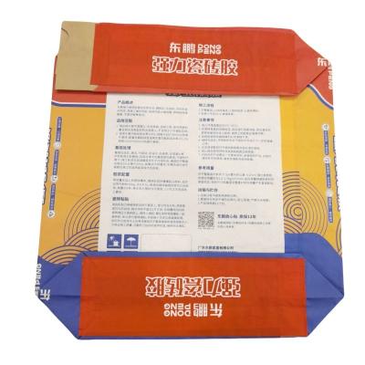 China 3 ply 80GSM Paper & 1 ply Film Paper Valve Bag with Block Bottom Cement Packaging Bags 20kg 25kg with Tuck-in Sleeve for sale