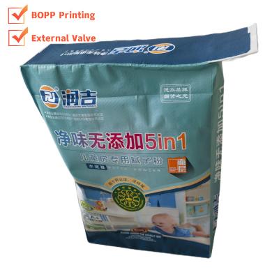 China Polypropylene Plastic Type 35x46x10cm 86GSM Woven PP Valve Bag with Luxury Bopp Printing for sale