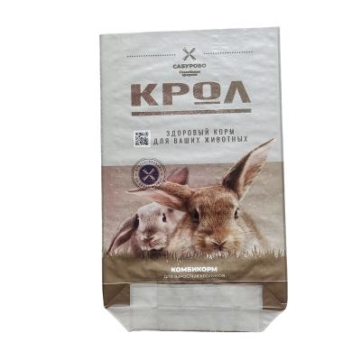 China Animal Feed Bag BOPP Printing Open Top Square Bottom Waterproof PP Woven Bag for Pet Food for sale
