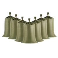 China 50LB 25kg 50kg Sand Bag Heavy Duty PP Woven Sand Bags with Tie Strings for Sand Packaging for sale