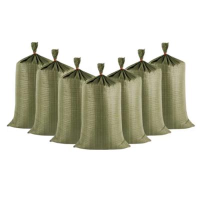 China 50LB 25kg 50kg Sand Bag Heavy Duty PP Woven Sand Bags with Tie Strings for Sand Packaging for sale