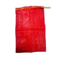 China Potato Packaging Leno Mesh Bag Red PP Woven Leno Mesh Bag with Drawstring for Potato Packaging for sale